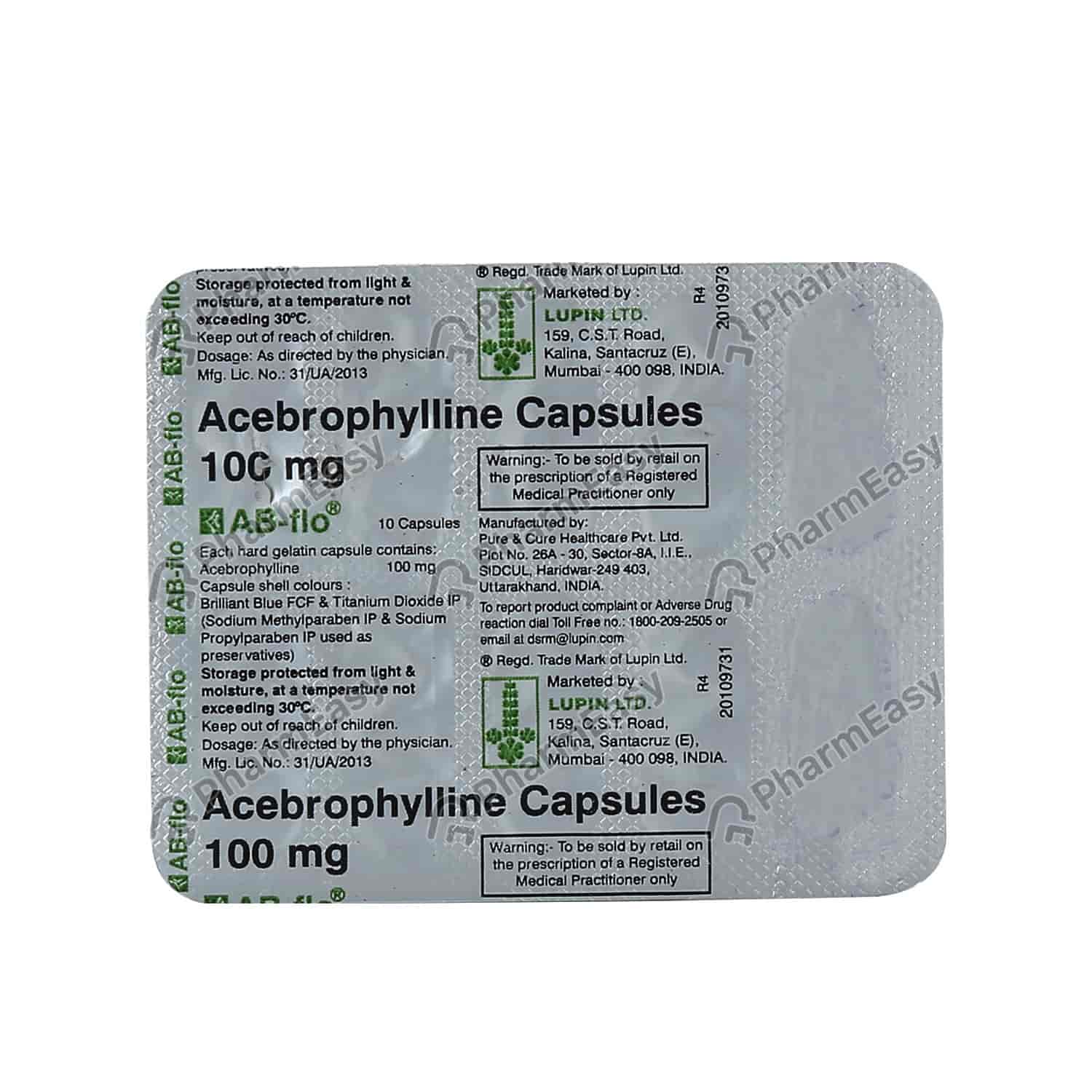 Buy Ab Flo 100mg Strip Of 10 Capsules Online at flat 15% off | PharmEasy
