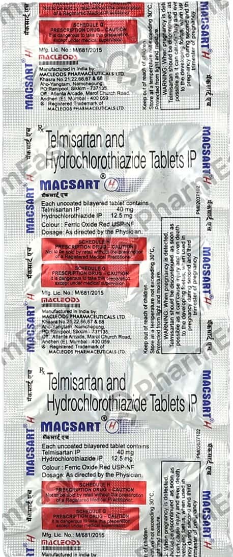 Macsart H 40/12.5mg Strip Of 10 Tablets: Uses, Side Effects, Price ...
