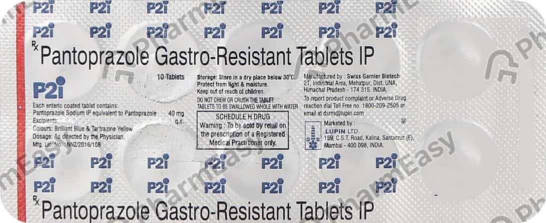 P2i 40 MG Tablet (10): Uses, Side Effects, Price & Dosage | PharmEasy
