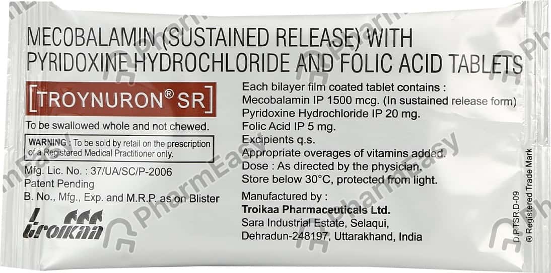 Troynuron Sr Strip Of 10 Tablets: Uses, Side Effects, Price & Dosage ...