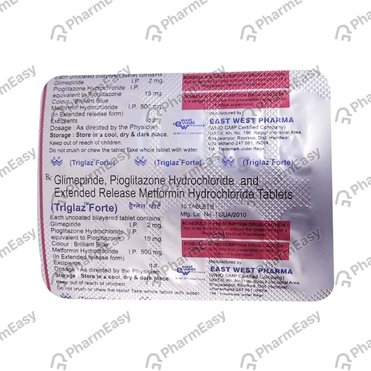 Triglaz Forte Strip Of 10 Tabletss: Uses, Side Effects, Price & Dosage ...