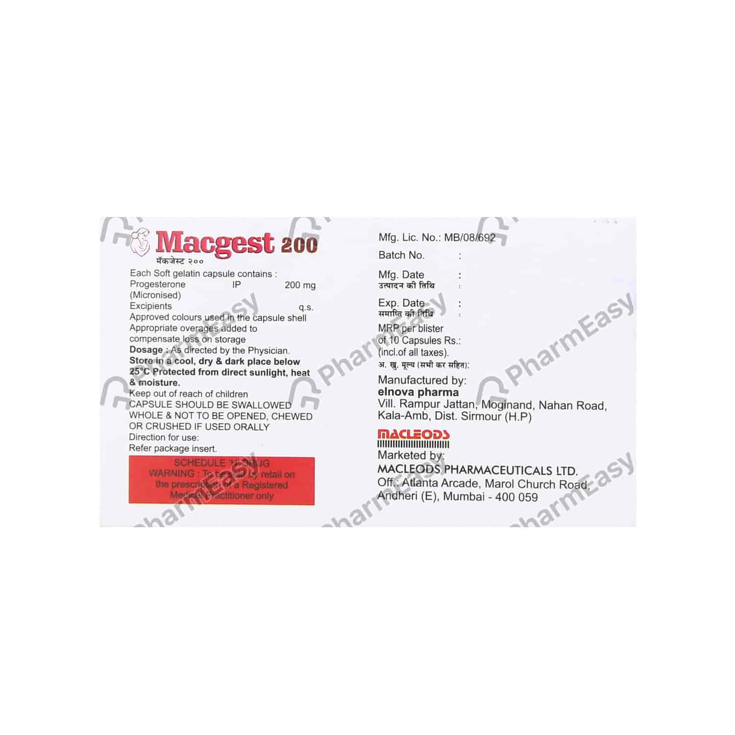 Macgest 200mg Capsule 10'S - Uses, Side Effects, Dosage, Composition ...
