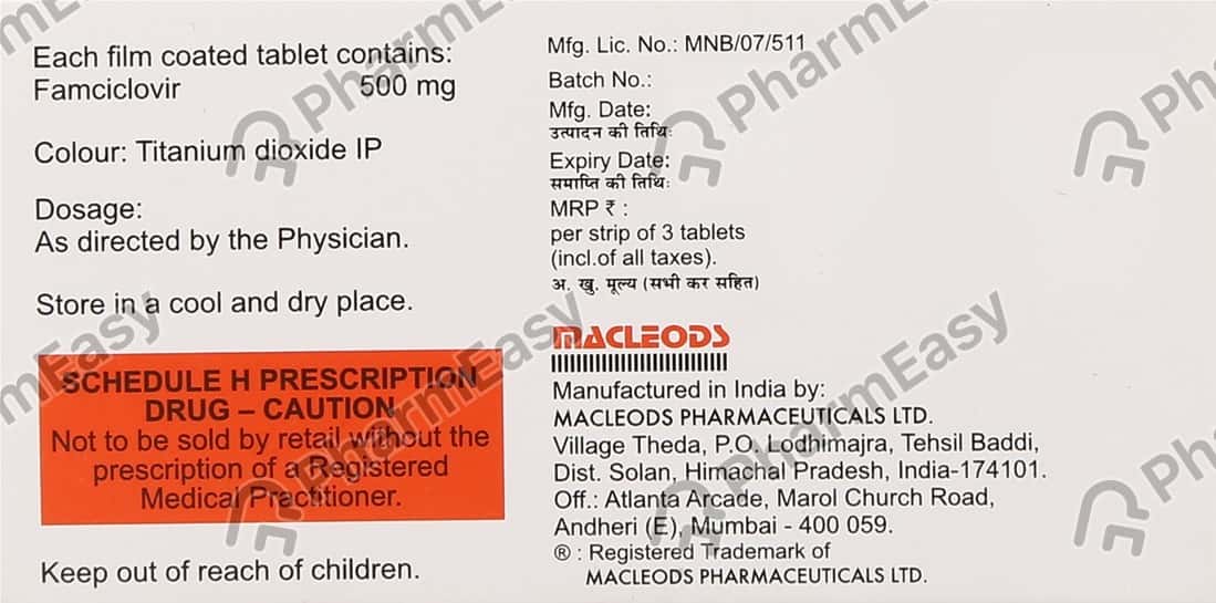 Buy Famcimac 500 MG Tablet (3) Online at Flat 15% OFF | PharmEasy