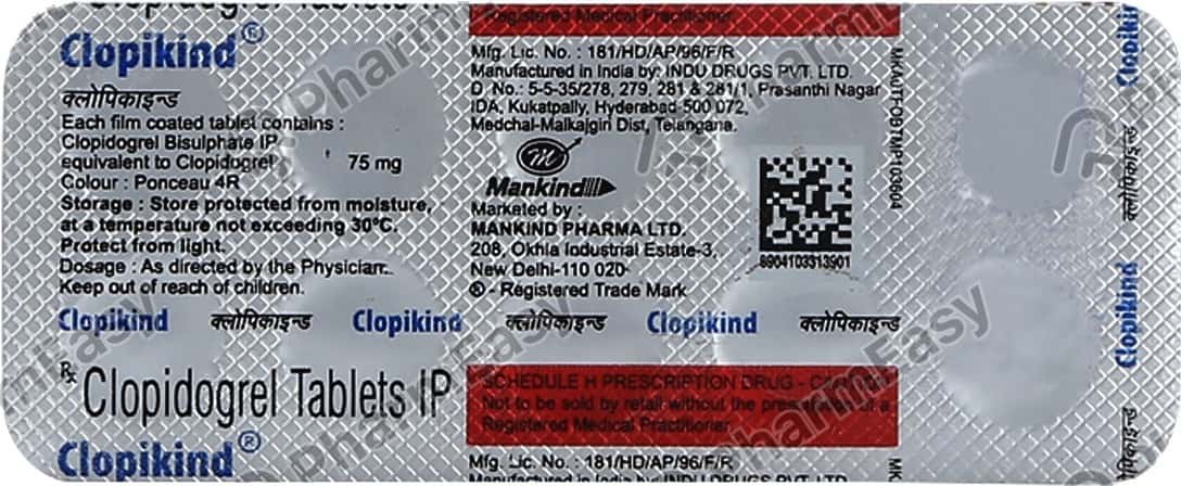 Clopikind 75 MG Tablet (10): Uses, Side Effects, Price & Dosage | PharmEasy