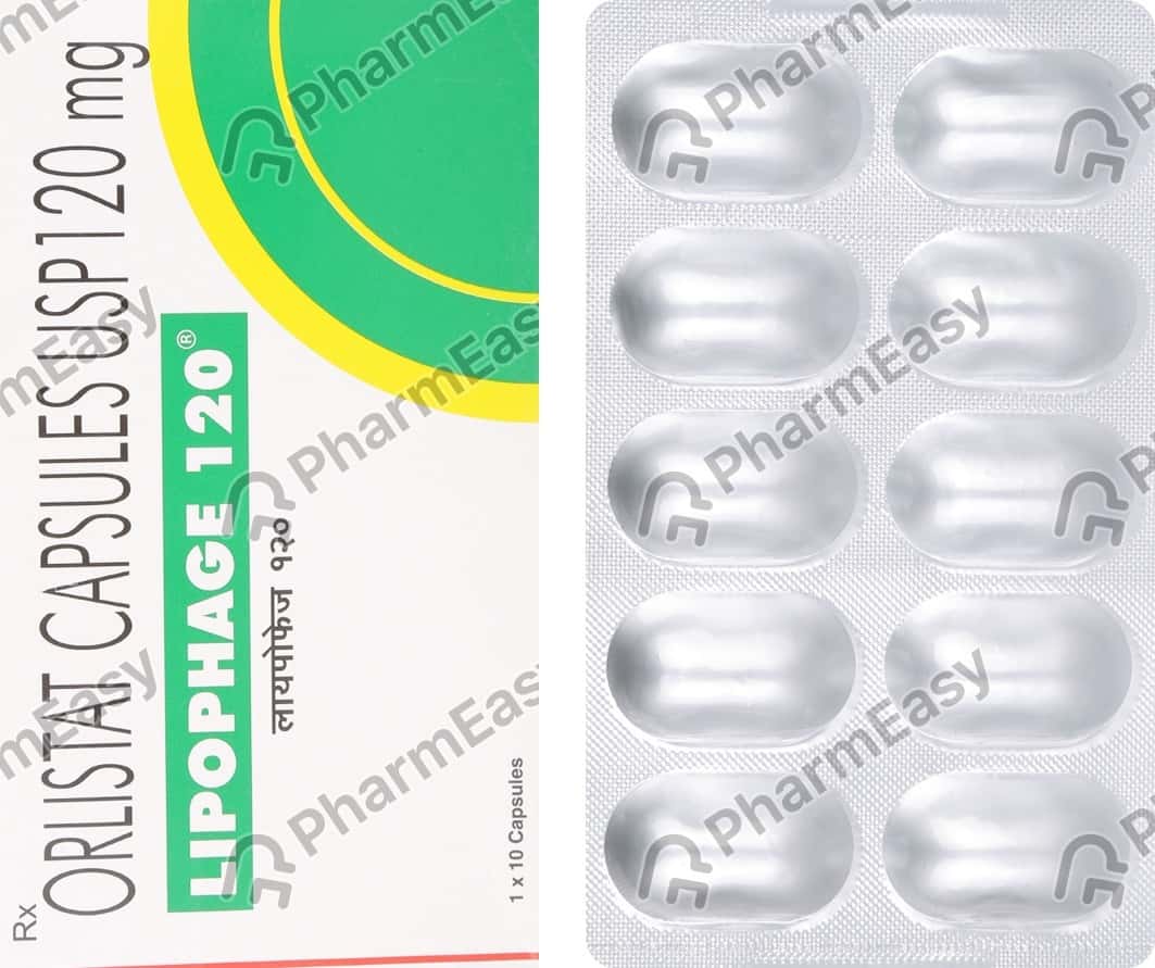 Lipophage 120 MG Capsule (10): Uses, Side Effects, Price & Dosage ...