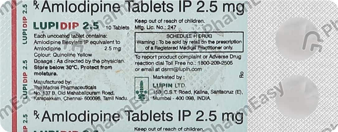 Lupidip 2.5 MG Tablet (10): Uses, Side Effects, Price & Dosage | PharmEasy