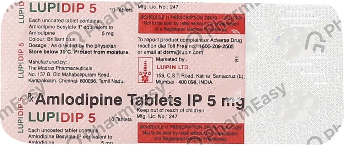 Lupidip 5 MG Tablet (10): Uses, Side Effects, Price & Dosage | PharmEasy