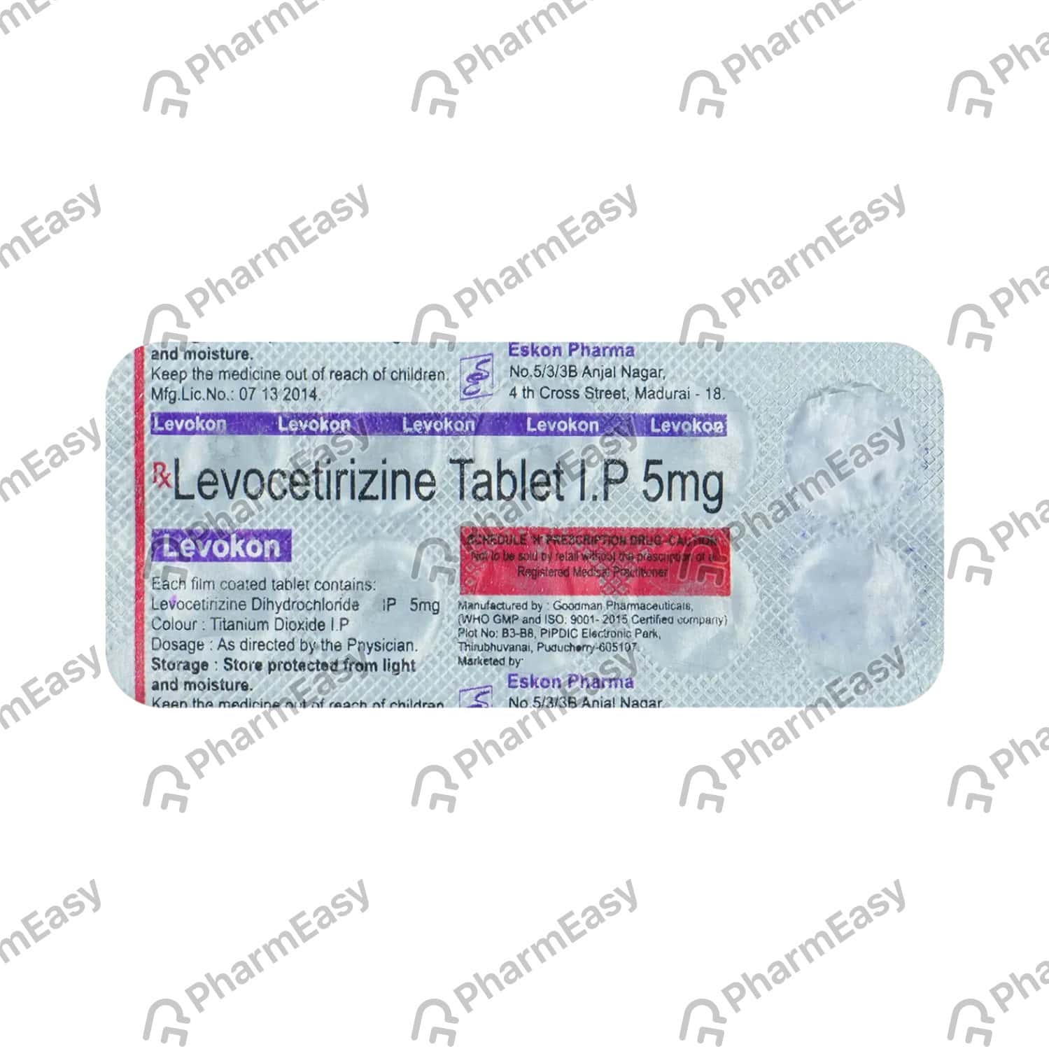 Levokon 5 MG Tablet (10): Uses, Side Effects, Price & Dosage | PharmEasy