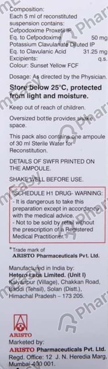 Monocef O Cv 50/31.25mg Bottle Of 30ml Suspension: Uses, Side Effects ...