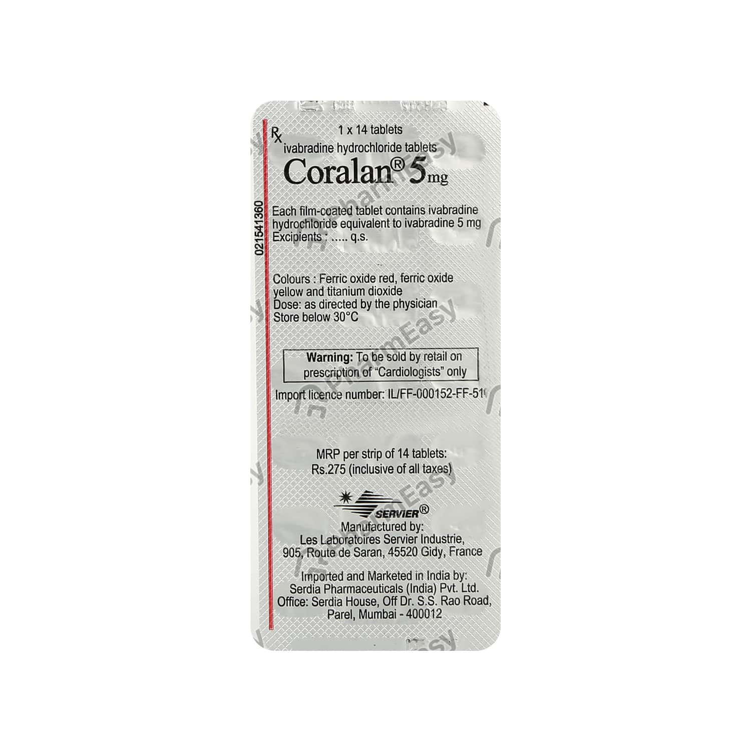 Coralan 5 MG Tablet (14) - Uses, Side Effects, Dosage, Composition ...