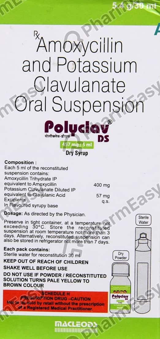 Polyclav Ds Dry Syrup 30ml: Uses, Side Effects, Price & Dosage | PharmEasy