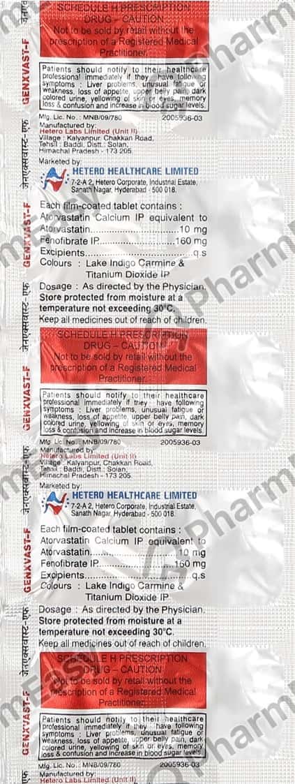 Genxvast F Strip Of 10 Tablets: Uses, Side Effects, Price & Dosage ...