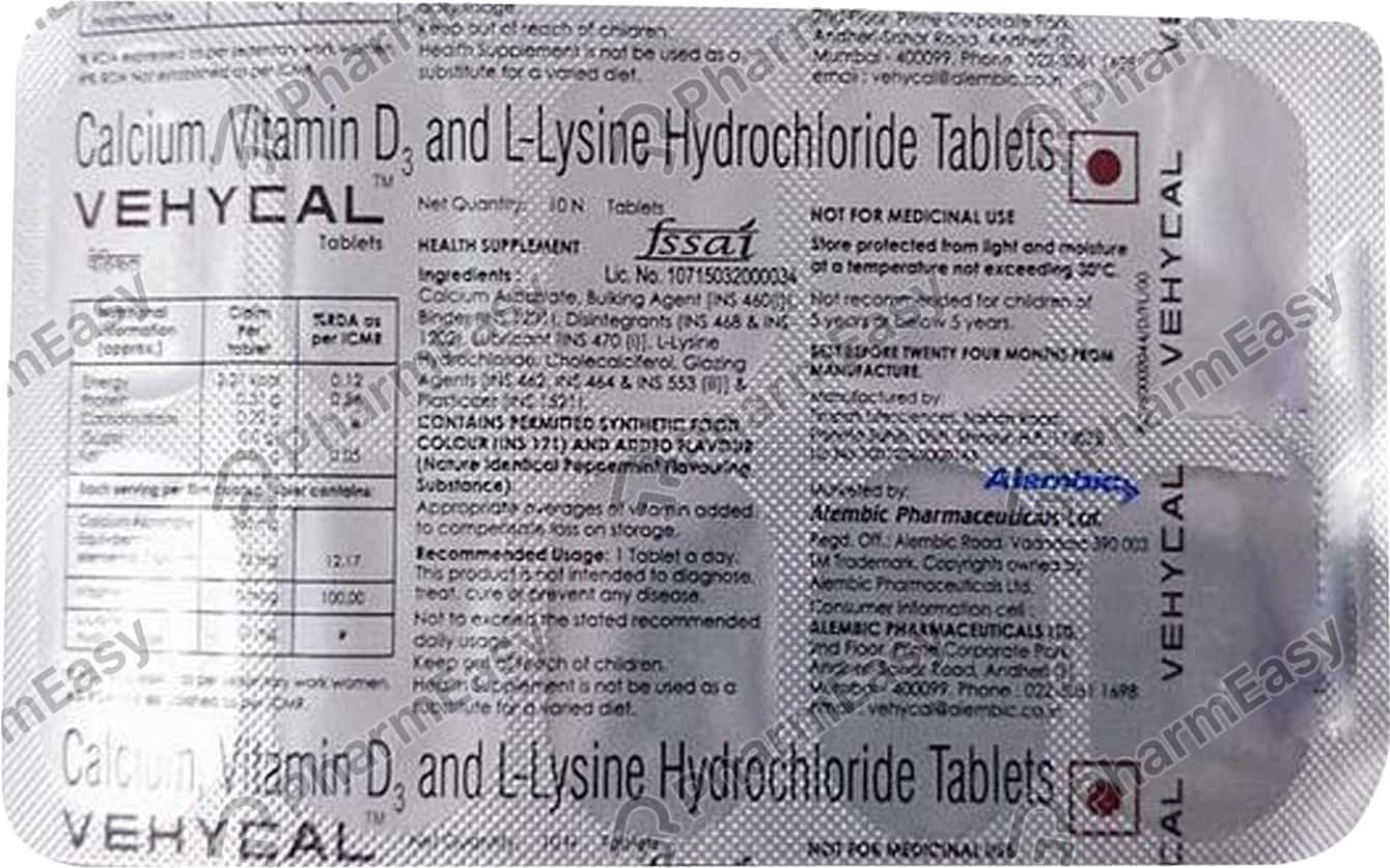 Vehycal Strip Of 10 Tablets: Uses, Side Effects, Price & Dosage | PharmEasy