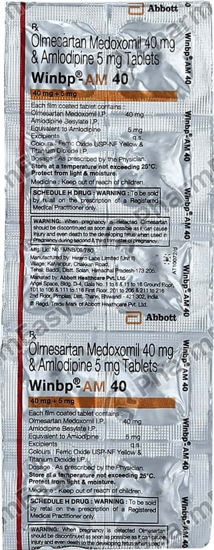 Winbp Am 40mg Strip Of 10 Tablets: Uses, Side Effects, Price & Dosage ...
