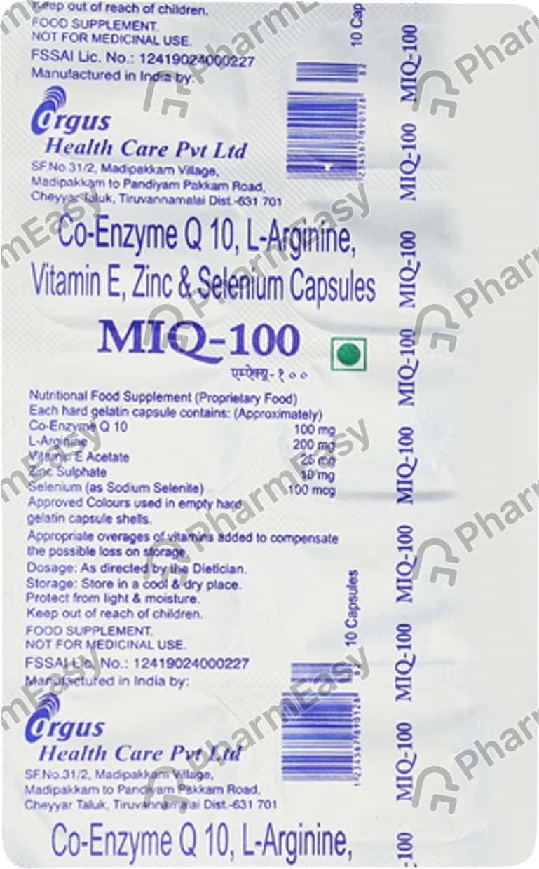 Buy Miq 100mg Strip Of 10 Capsules Online at Flat 15% OFF | PharmEasy