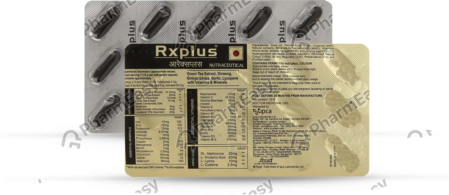 Rx Plus Strip Of 15 Capsules: Uses, Side Effects, Price & Dosage ...