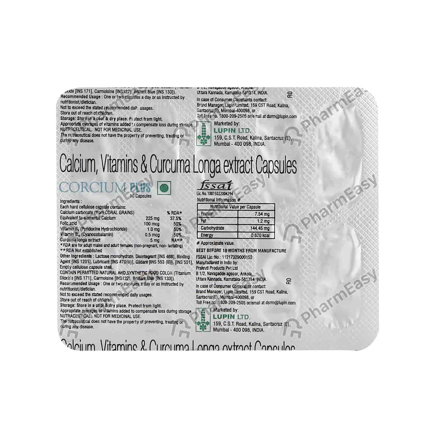 Buy Corcium Plus Capsule Online at Flat 18% OFF* | PharmEasy