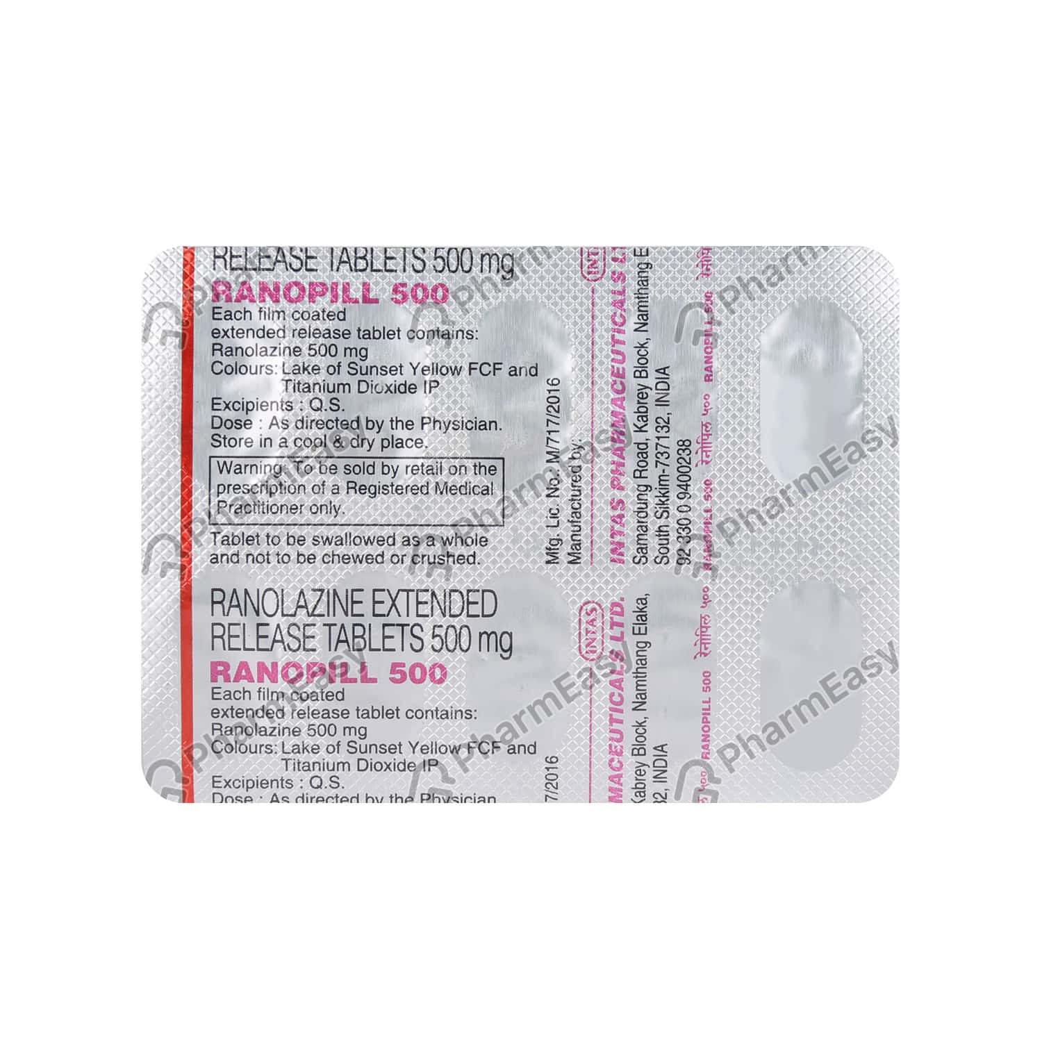 Buy Ranopill Er 500 MG Tablet (10) Online at Flat 18% OFF* | PharmEasy