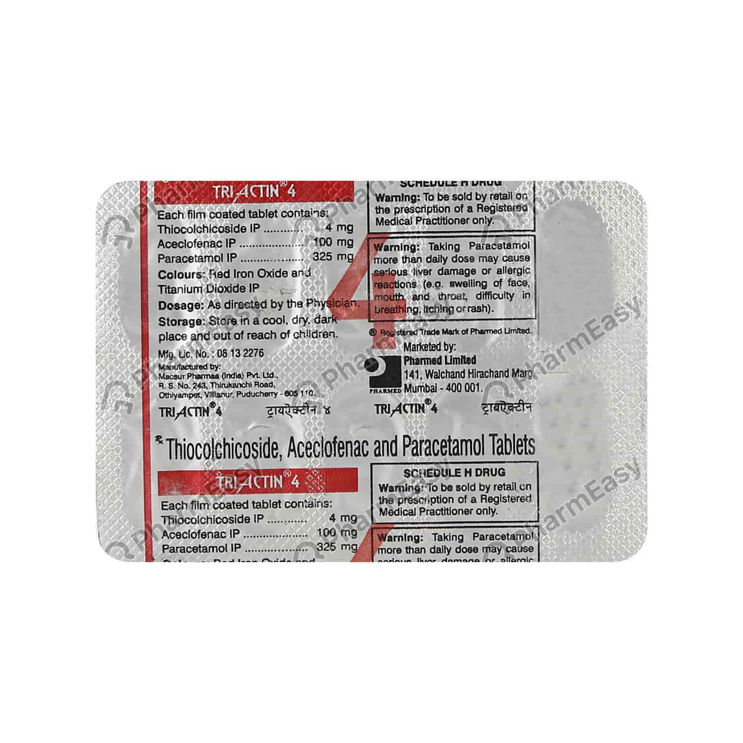 Buy Triactin 4mg Strip Of 10 Tablets Online at Flat 18% OFF* | PharmEasy