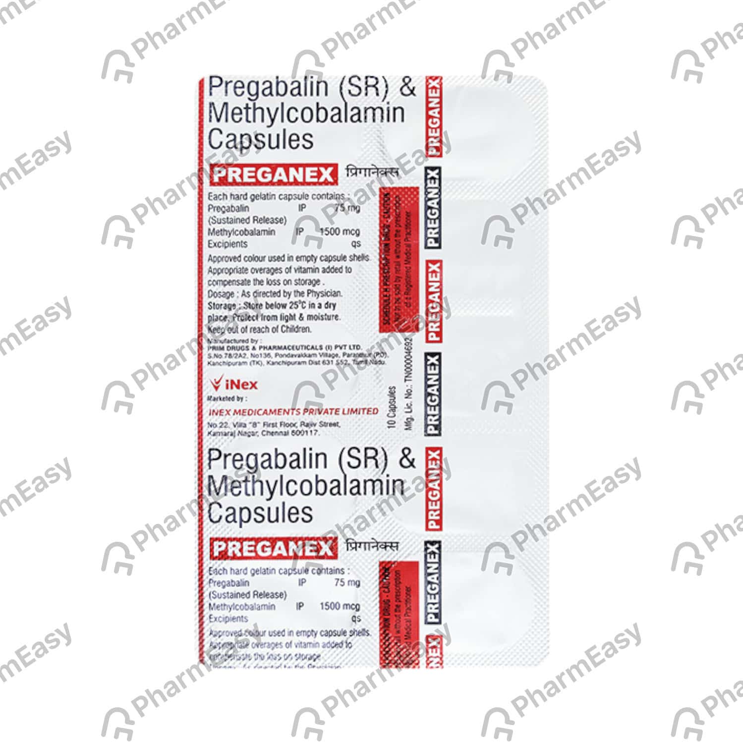 Preganex Strip Of 10 Capsules: Uses, Side Effects, Price & Dosage ...