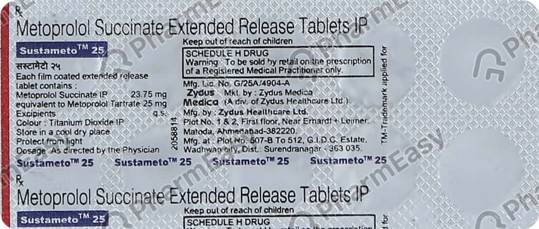 Sustameto 25 MG Tablet (10): Uses, Side Effects, Price & Dosage | PharmEasy