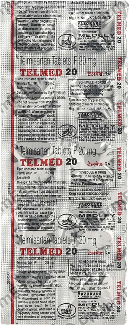 Telmed 20 MG Tablet (10): Uses, Side Effects, Price & Dosage | PharmEasy