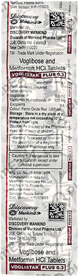 Voglistar Plus 0.3mg Strip Of 10 Tablets: Uses, Side Effects, Price & Dosage | PharmEasy
