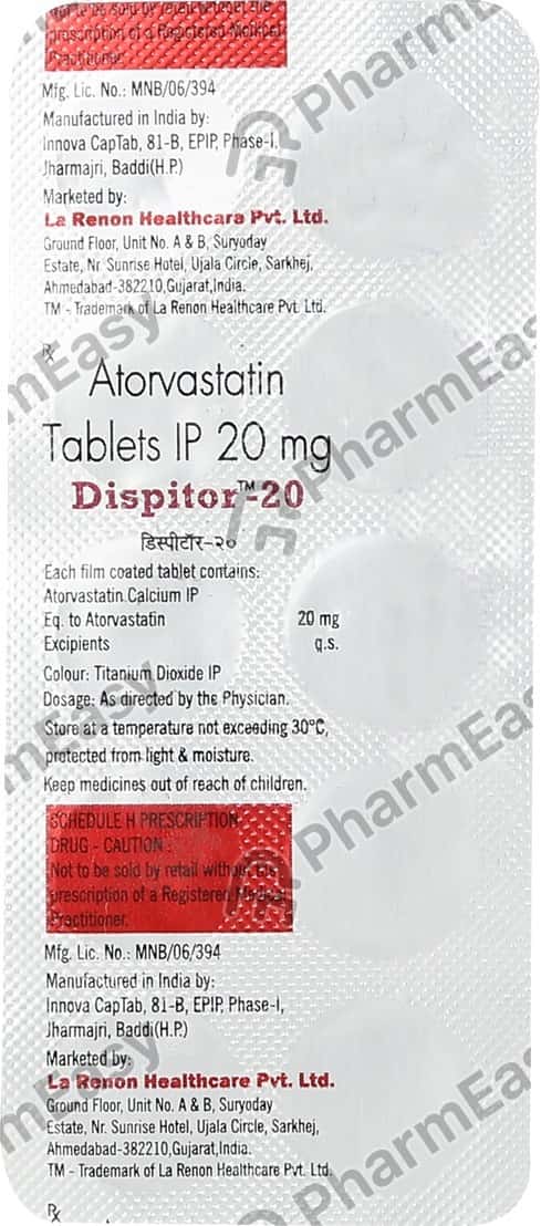 Dispitor 20 MG Tablet (10): Uses, Side Effects, Price & Dosage | PharmEasy