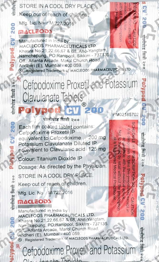 Polypod Cv 200mg Strip Of 6 Tablets: Uses, Side Effects, Price & Dosage ...