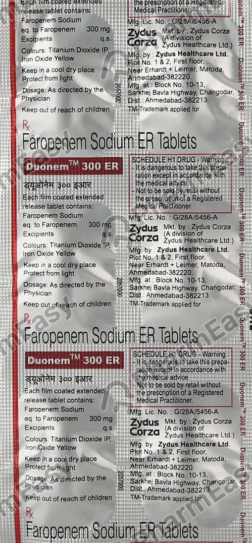 Duonem Er 300 MG Tablet (6): Uses, Side Effects, Price & Dosage | PharmEasy