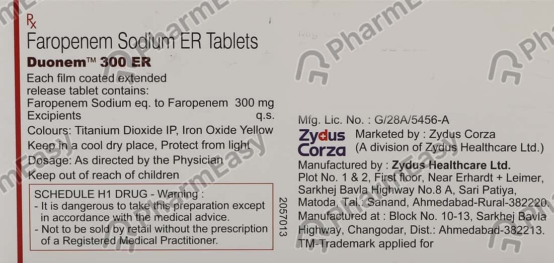 Duonem Er 300 MG Tablet (6): Uses, Side Effects, Price & Dosage | PharmEasy