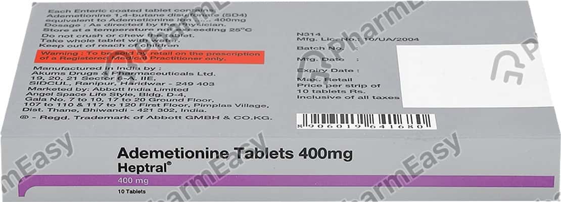Heptral 400 MG Tablet (10): Uses, Side Effects, Price & Dosage | PharmEasy