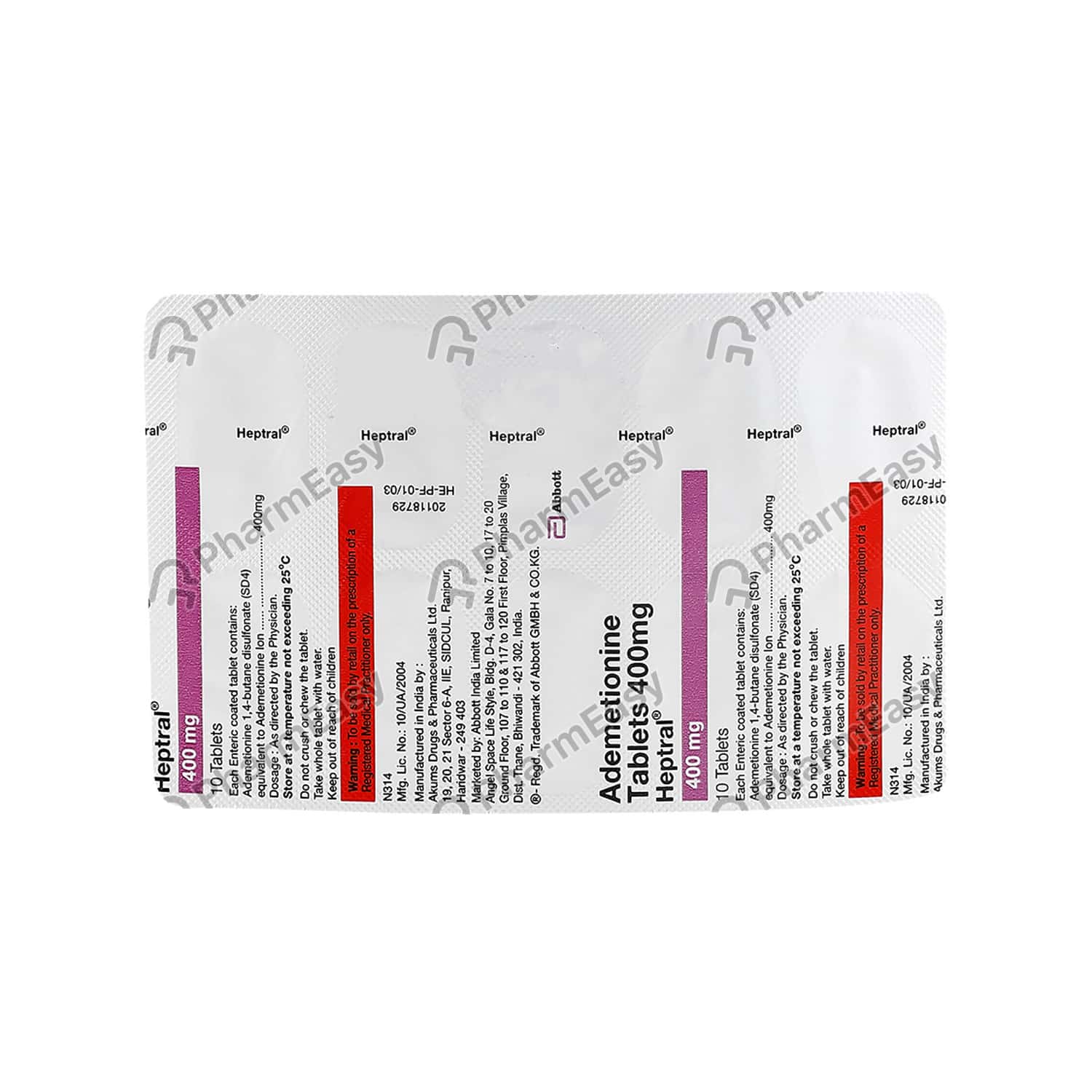 Heptral 400 MG Tablet (10) - Uses, Side Effects, Dosage, Composition ...