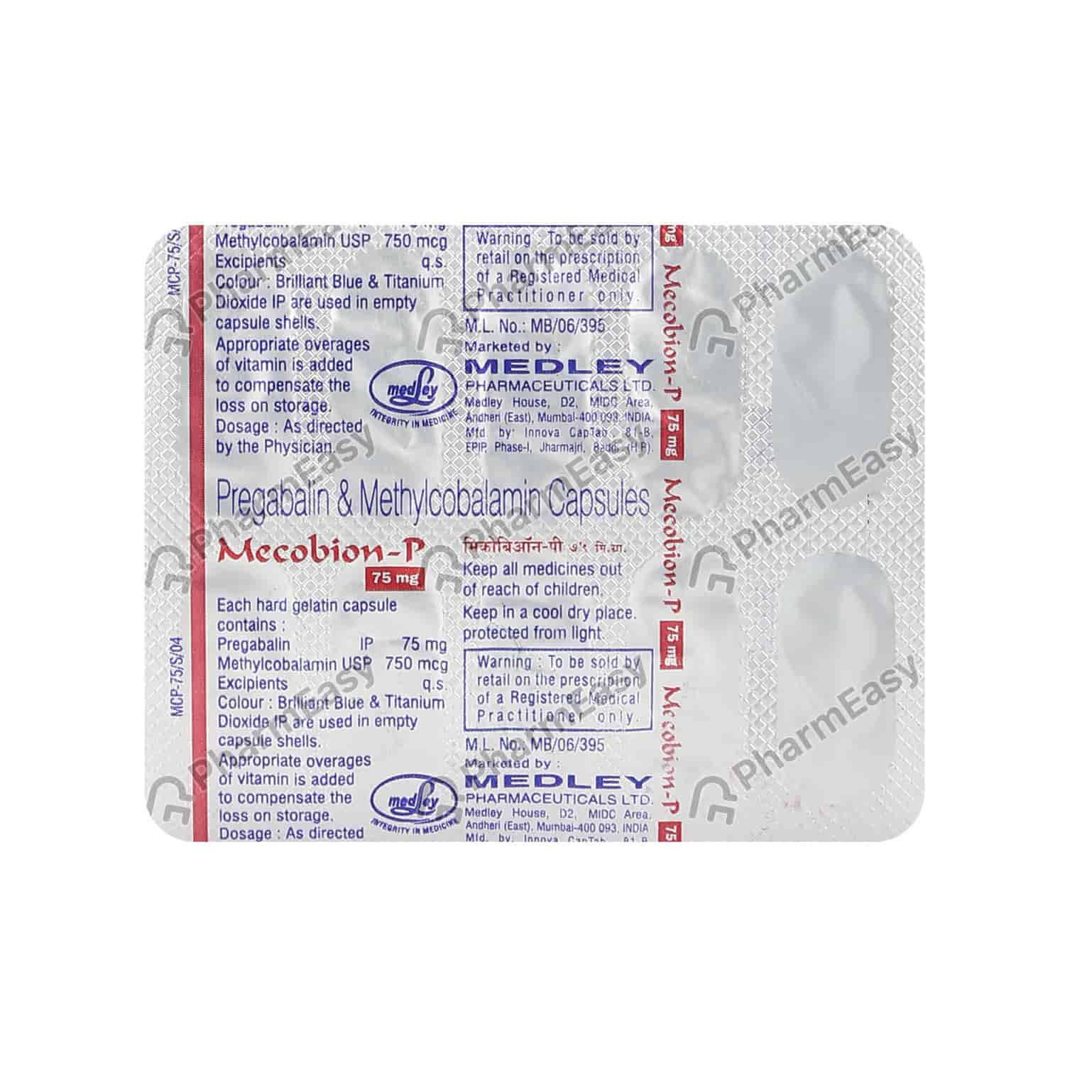 Mecobion P 75mg Strip Of 10 Capsules - Uses, Side Effects, Dosage ...