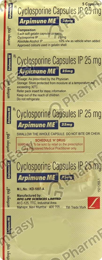 Arpimune Me 25 MG Capsule (5): Uses, Side Effects, Price & Dosage ...