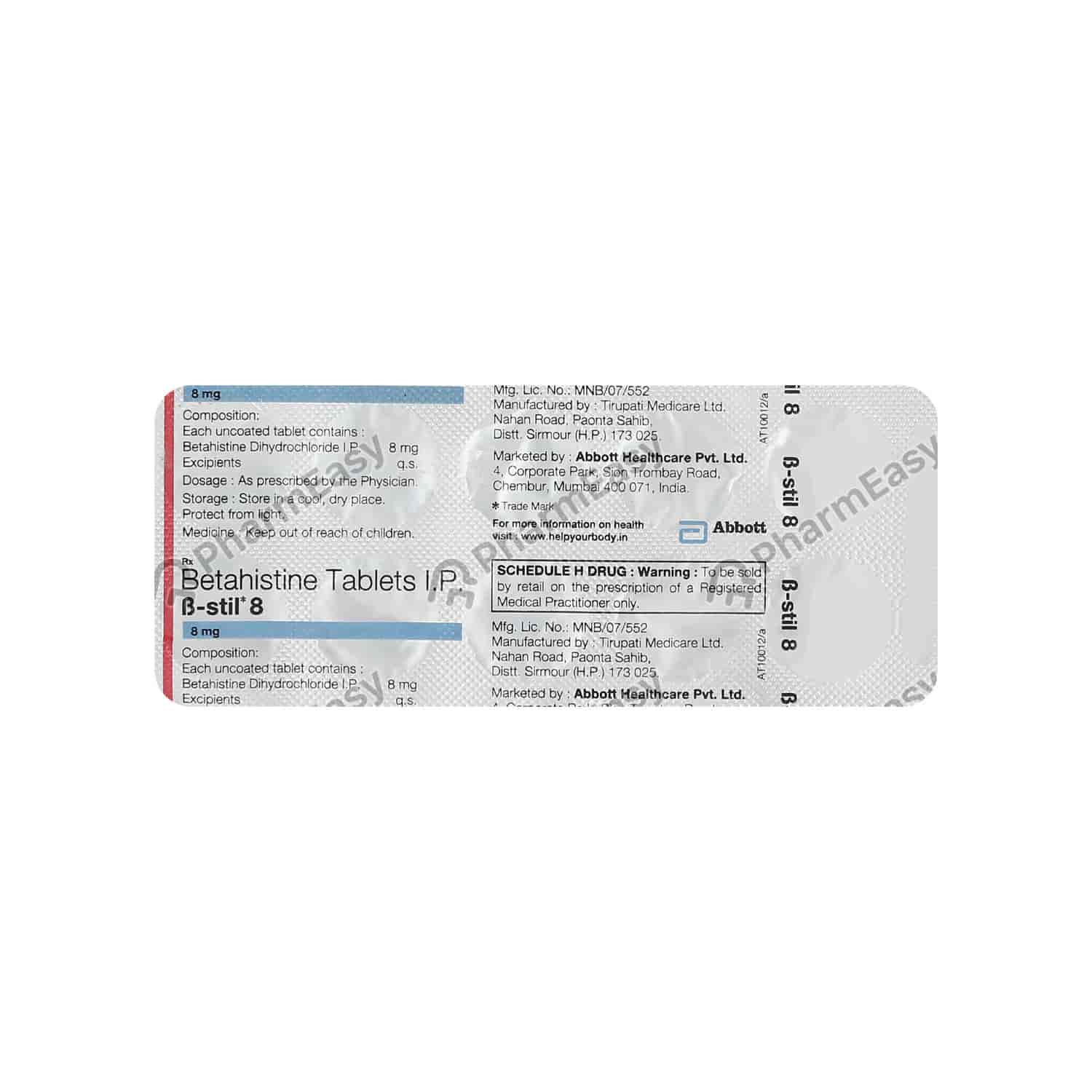 B Stil 8mg Tab - Uses, Side Effects, Dosage, Composition & Price ...