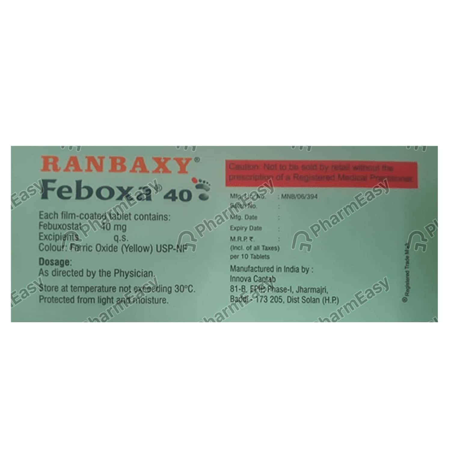 Feboxa 40 MG Tablet (10): Uses, Side Effects, Price, Dosage ...