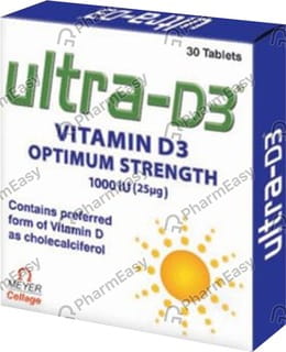 Ultra D3 1000 IU Tablet (30): Uses, Side Effects, Price & Dosage ...