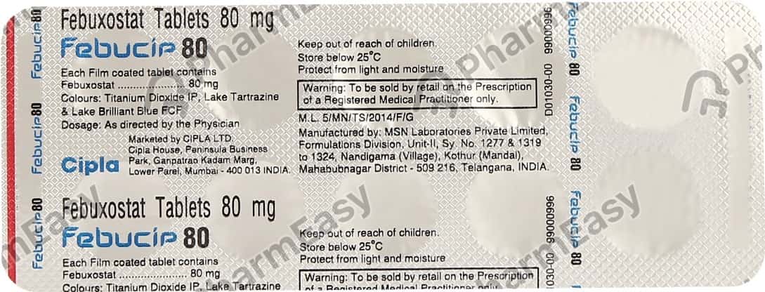 Febucip 80 MG Tablet (10): Uses, Side Effects, Price & Dosage | PharmEasy