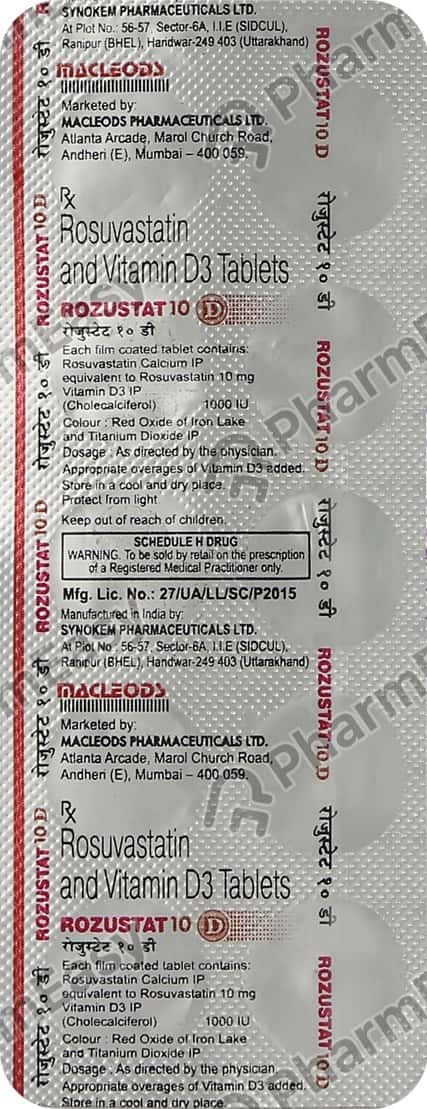 Rozustat D 10mg Strip Of 10 Tablets: Uses, Side Effects, Price & Dosage ...
