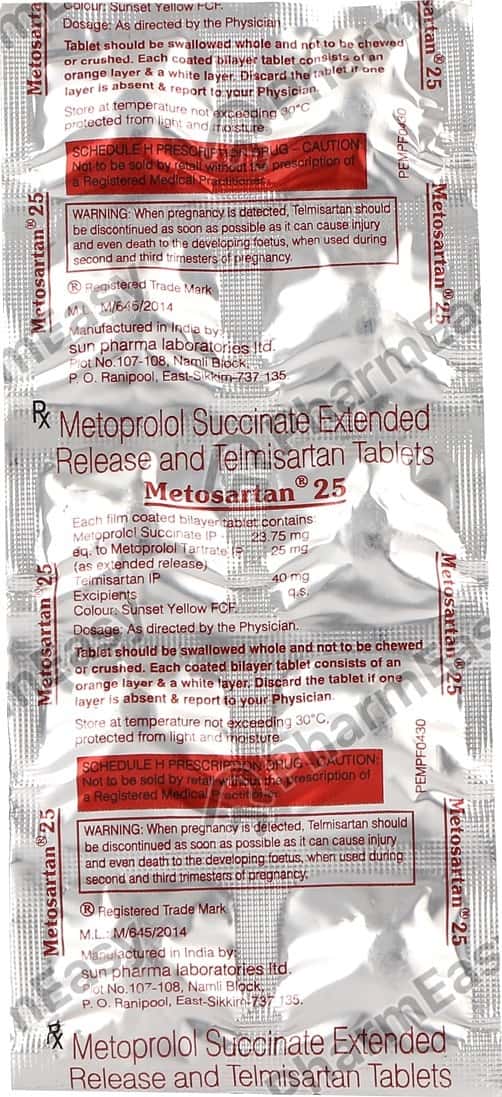 Metosartan 25 Tablet: Uses, Side-effects, Price, Dosage & More Info ...