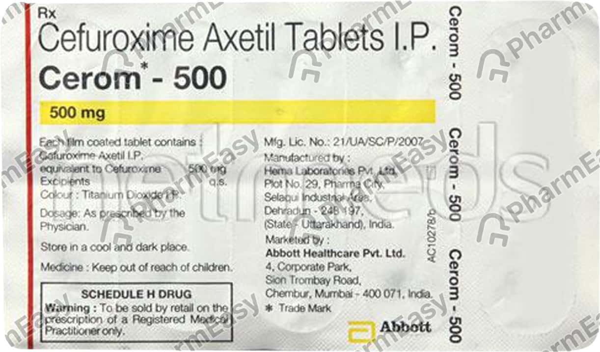 Cerom-500 Tablet: Uses, Side-effects, Price, Dosage & More Info - PharmEasy