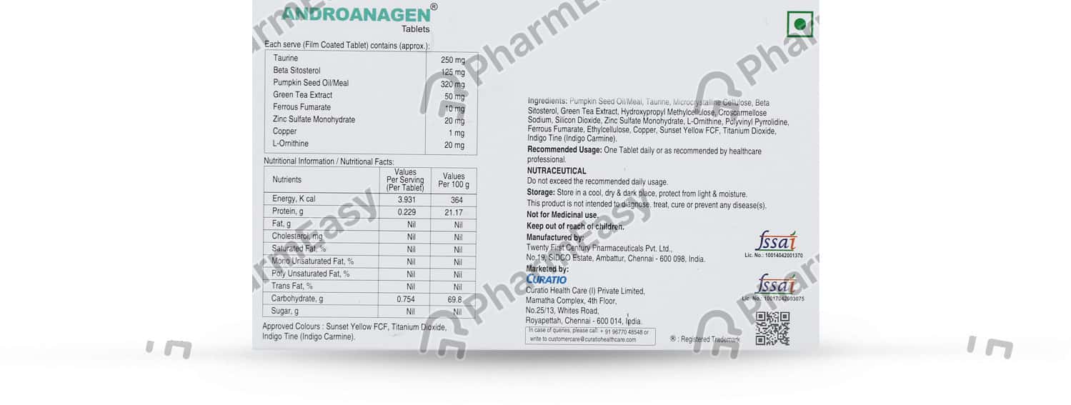 Buy Androanagen Strip Of 10 Tablets Online at Flat 15% OFF | PharmEasy