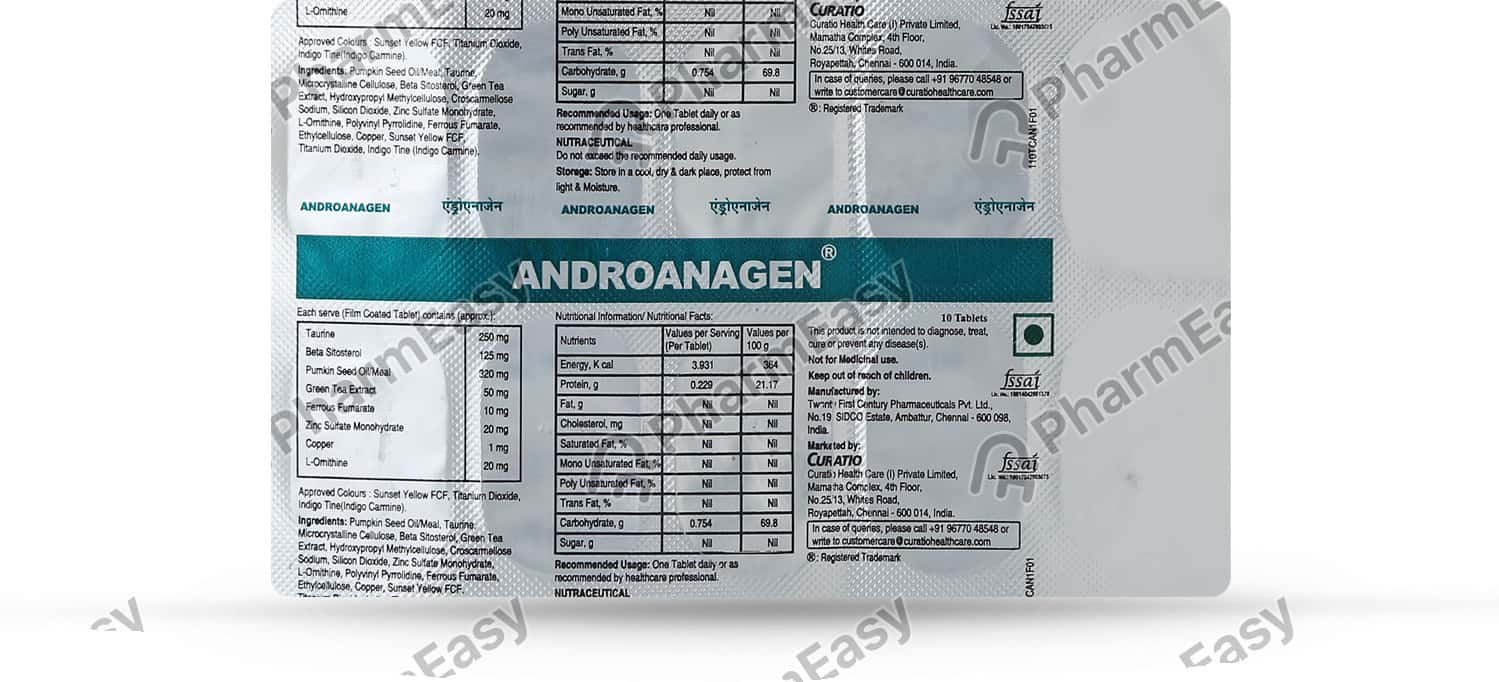 Buy Androanagen Strip Of 10 Tablets Online at Flat 15% OFF | PharmEasy