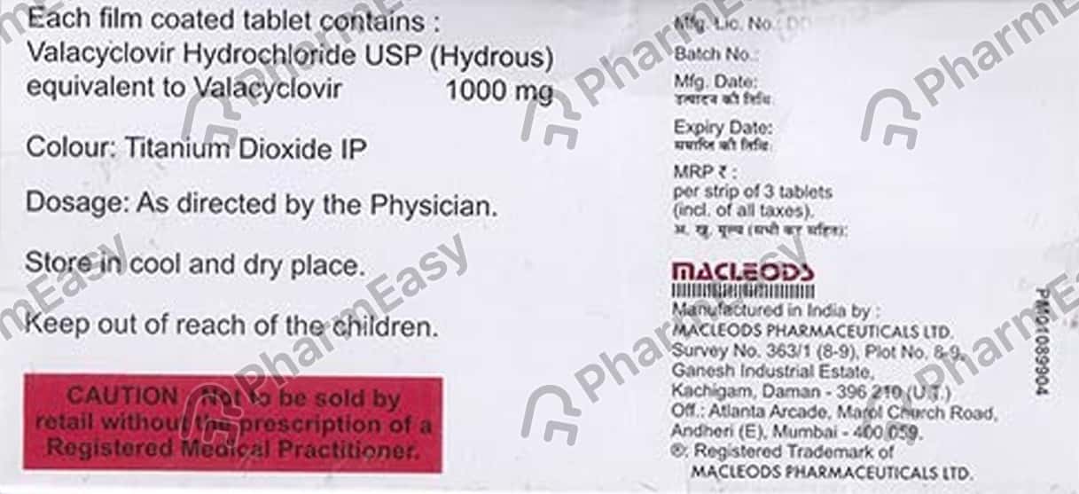 Valamac 1000 MG Tablet (3): Uses, Side Effects, Price & Dosage | PharmEasy