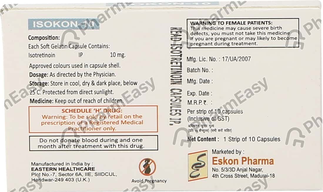 Isokon 10 MG Capsule (10): Uses, Side Effects, Price & Dosage | PharmEasy