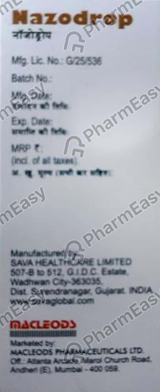 Buy Nazodrop 0.65 %W/V Nasal Drop (10) Online at Flat 15% OFF | PharmEasy