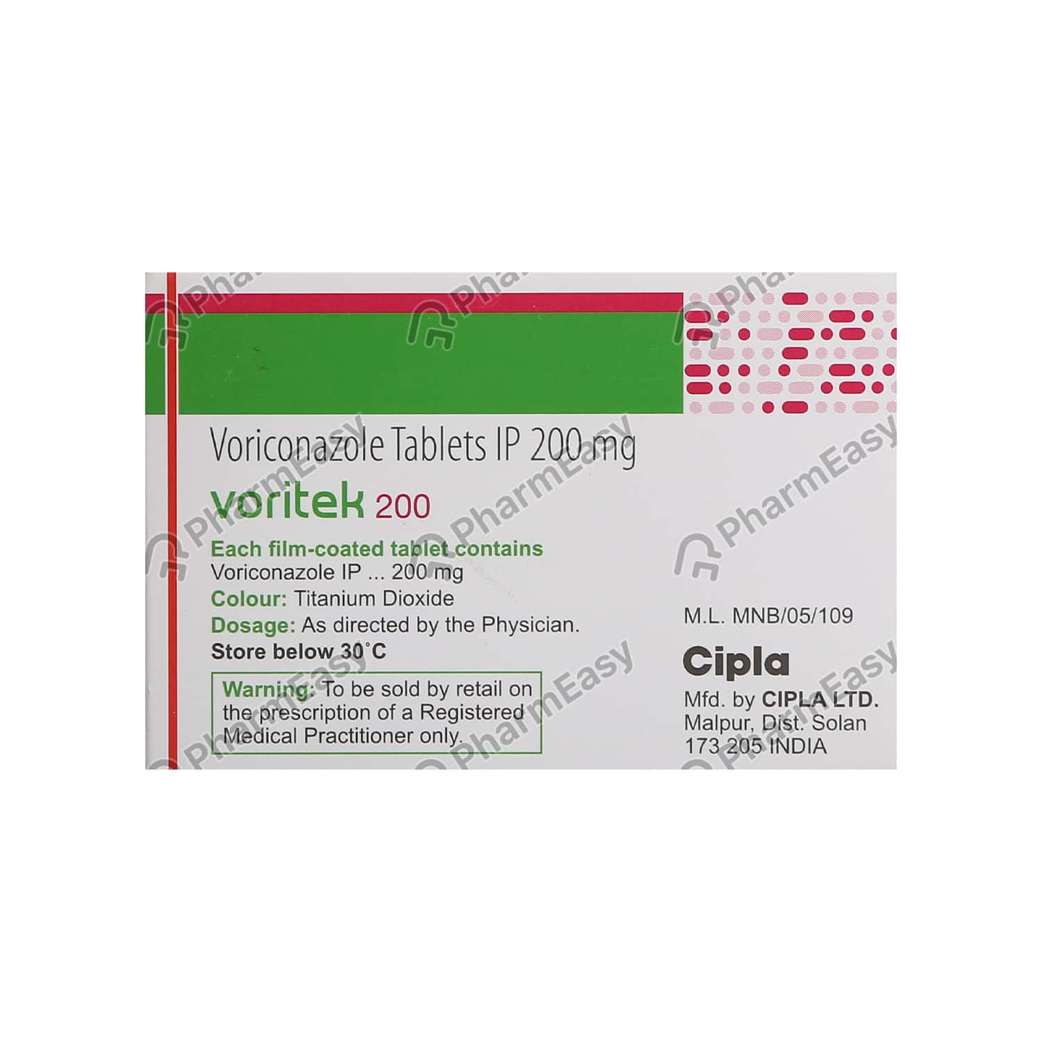 Buy Voritek 200 MG Tablet (4) Online at Flat 18% OFF* | PharmEasy