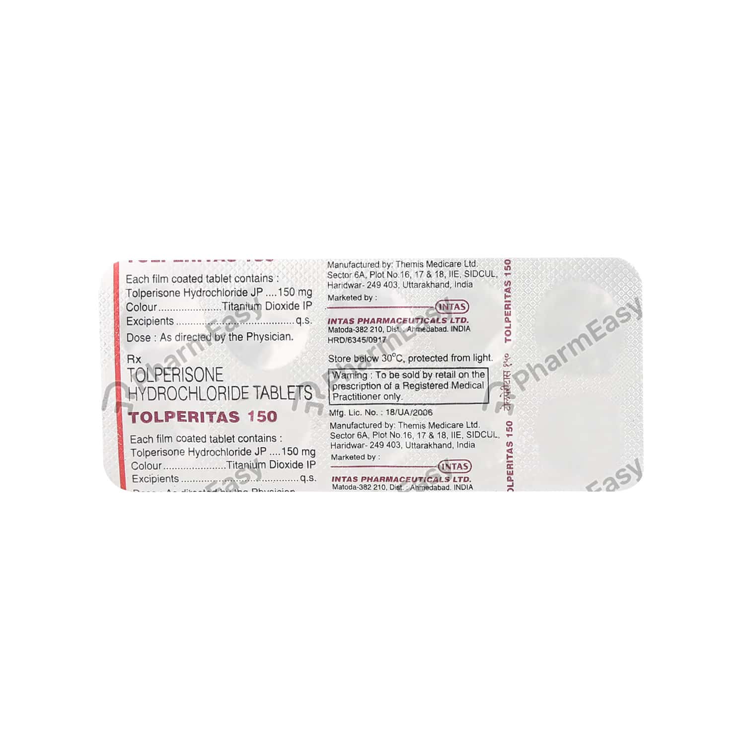 Buy Tolperitas 150 MG Tablet (10) Online at Flat 18% OFF* | PharmEasy