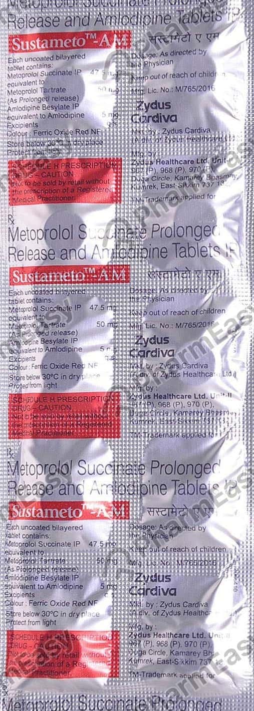 Sustameto Am Strip Of 10 Tablets: Uses, Side Effects, Price & Dosage ...